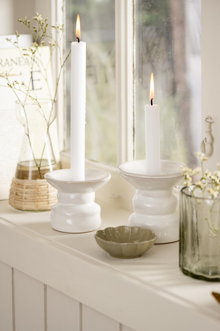 Natural Glazed Stoneware Candleholder Tall Camperdown Lane